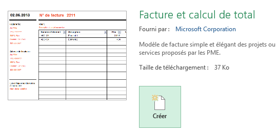 Modèles Excel pour facture