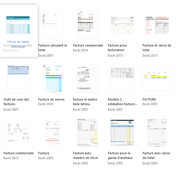 Modèles Excel pour facture